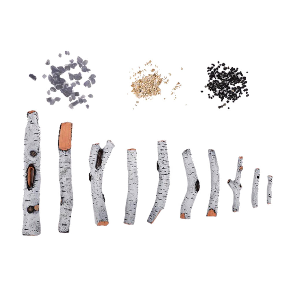 Amantii DESIGN-MEDIA-BIRCH-10PCE 10-Piece Birch Log Set with Media Kit ...