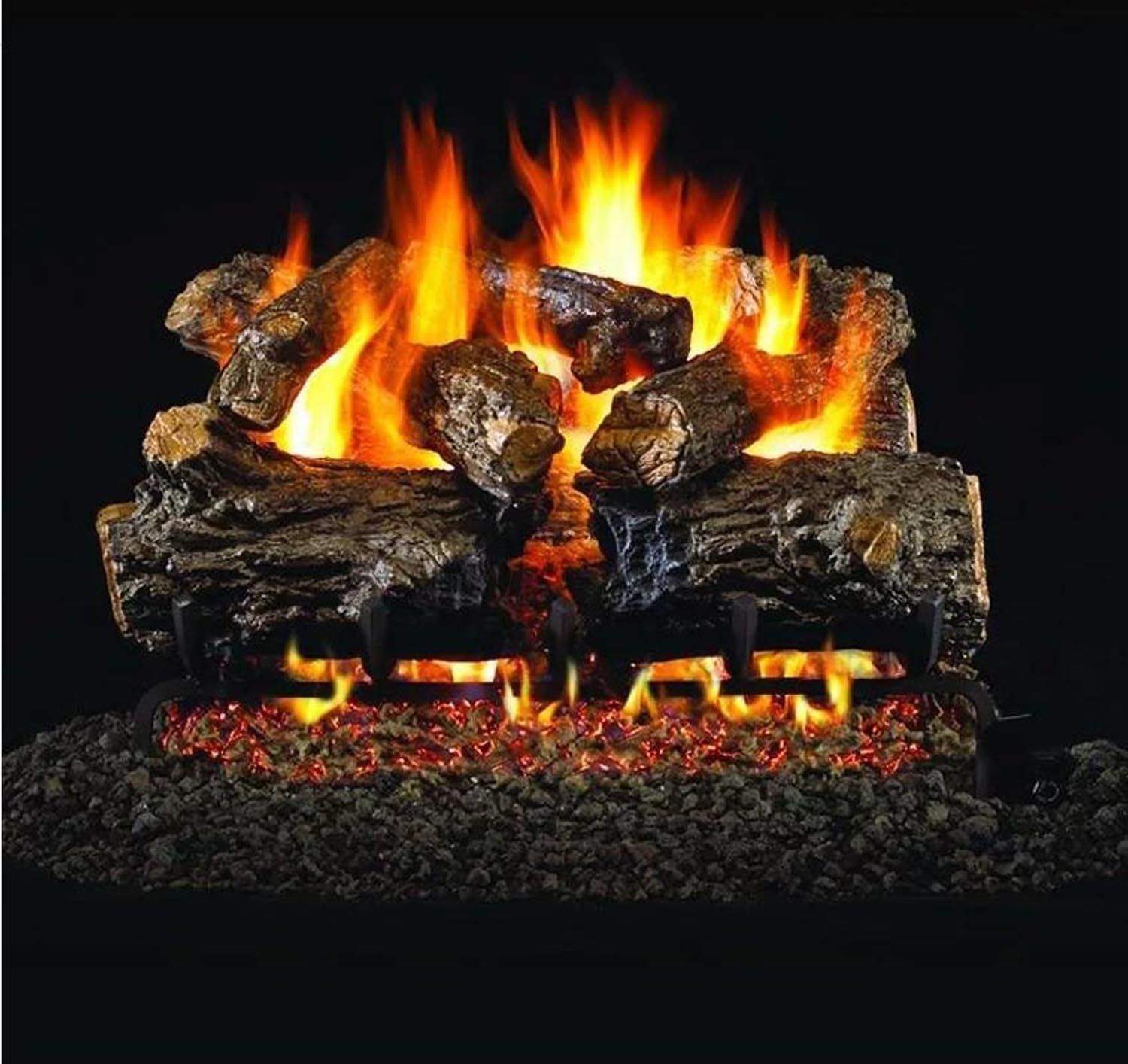 Real Fyre HCHR Burnt Rustic Oak Vented Gas Log Set – Fireplaces Direct